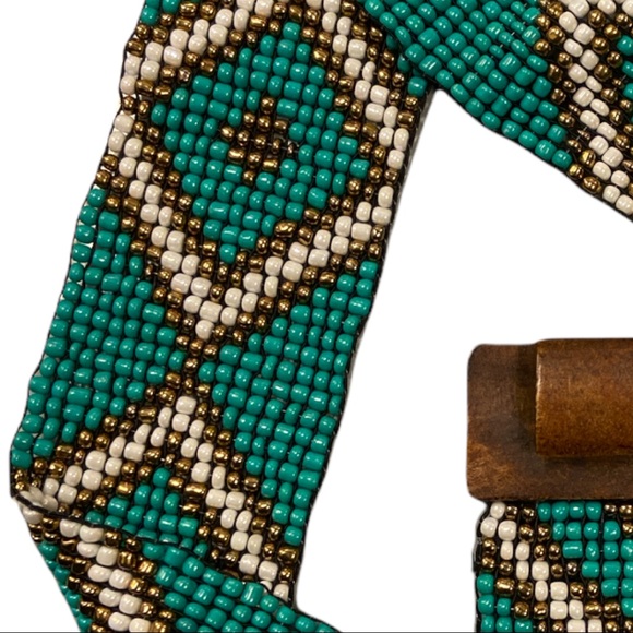 Vintage | Accessories | Vintage 97s Beaded Geometric Pattern Turquoise ...